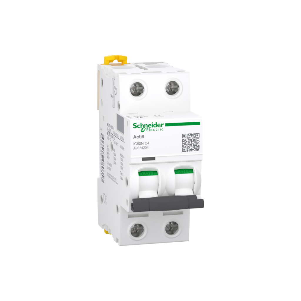 Interruptor termomagnético ACTI9, iC60N, 2P, 4A, Curva C. IEC/EN 60898-1, IEC60947-2. Montaje ...